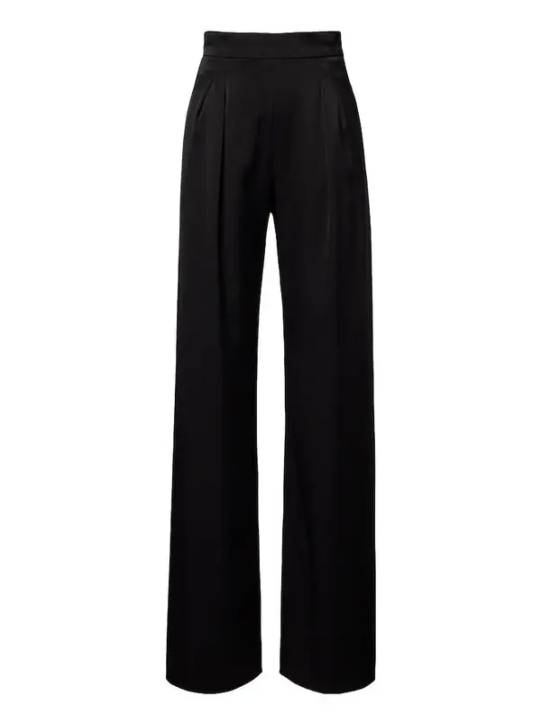 Max Mara Divo Satin Wide-leg Trousers - Black