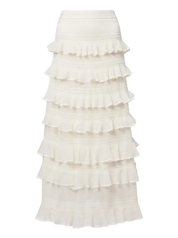 Zimmermann Luna Tiered Maxi Skirt - White