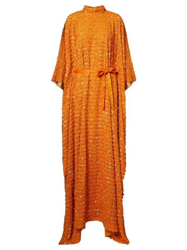 TALLER MARMO Caracciolo Sequined Kaftan - Orange