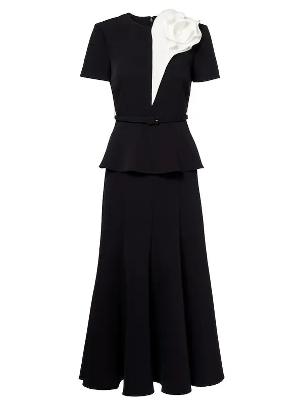 Roland Mouret Appliqué Crepe Midi Dress - Black