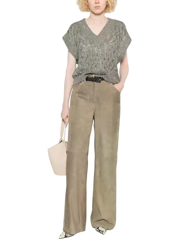Brunello Cucinelli Panelled Leather Trousers - Neutrals