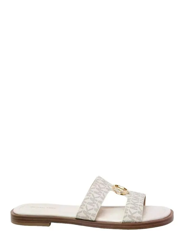 Michael Kors All-over Logo Buckle Slide Sandals - Neutrals