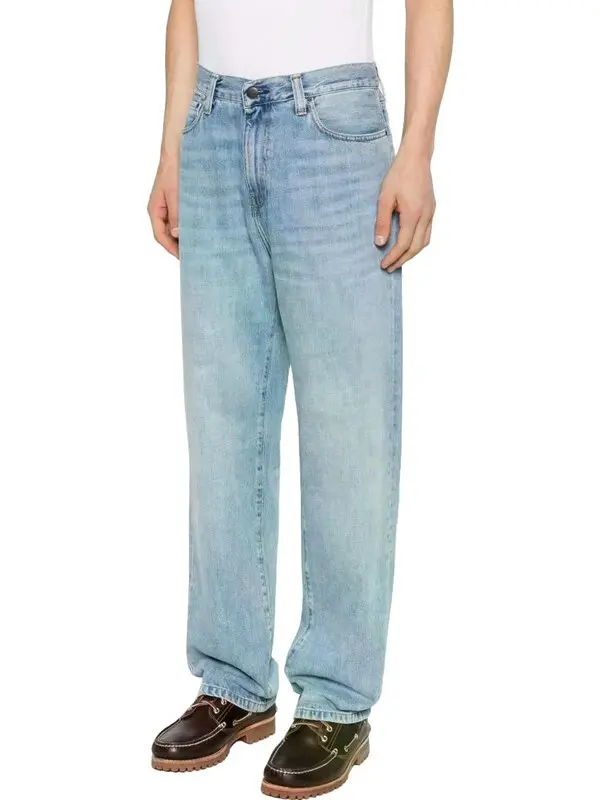 Carhartt Work In Progress Aaron Logo-patch Straight-leg Jeans - Blue