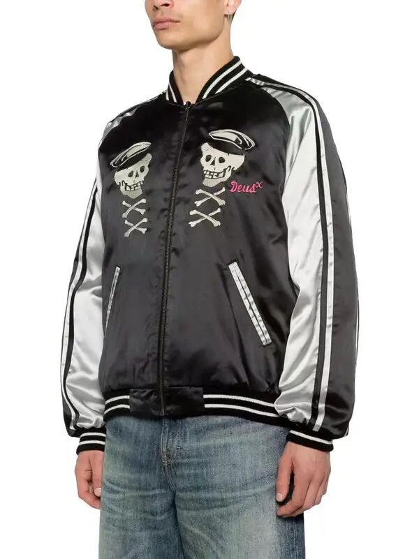 Deus Ex Machina Suka Skull-embroidery Bomber Jacket - Black