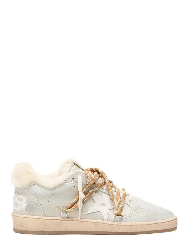 GOLDEN GOOSE Ball Star Shearling-trimmed Distressed Leather Sneakers - Multi
