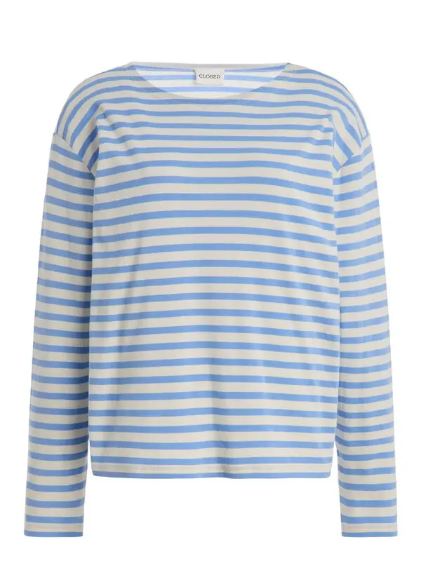 Closed Basic Cotton-modal Long-sleeved T-shirt - Blue