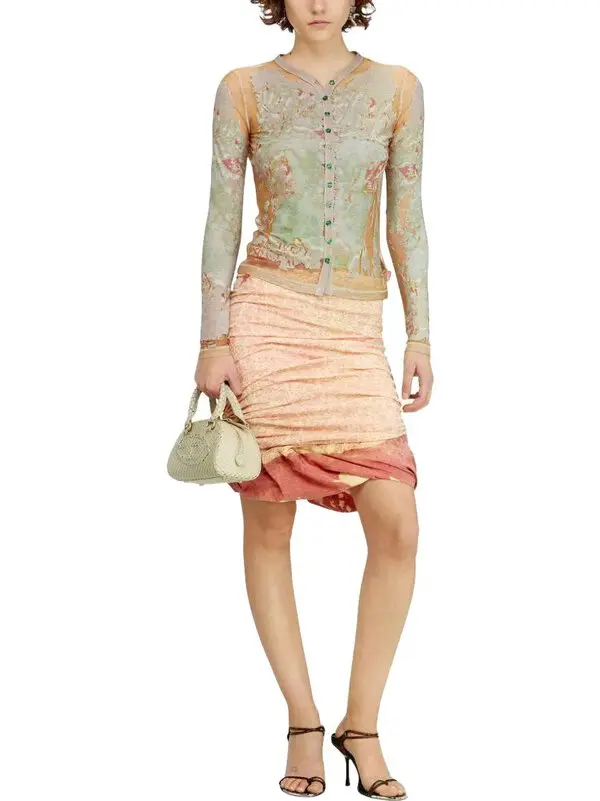 DIESEL® Printed Devoré Jersey Cardigan Top - Neutrals