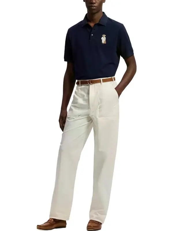 Ralph Lauren Purple Label Embroidered Polo Shirt - Blue