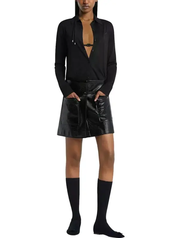 COURREGES Polo Collar Cardigan - Black