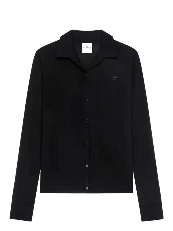 COURREGES Polo Collar Cardigan - Black
