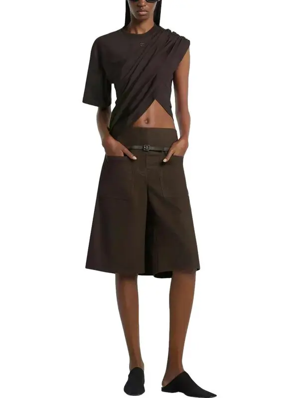 COURREGES Asymmetric Draped T-shirt - Brown
