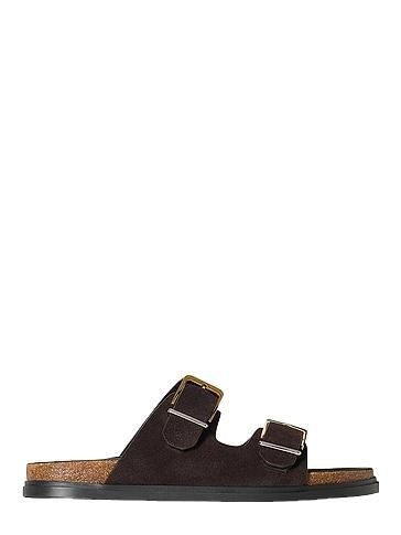 THE ROW Buckled Slide Sandals - Coffee