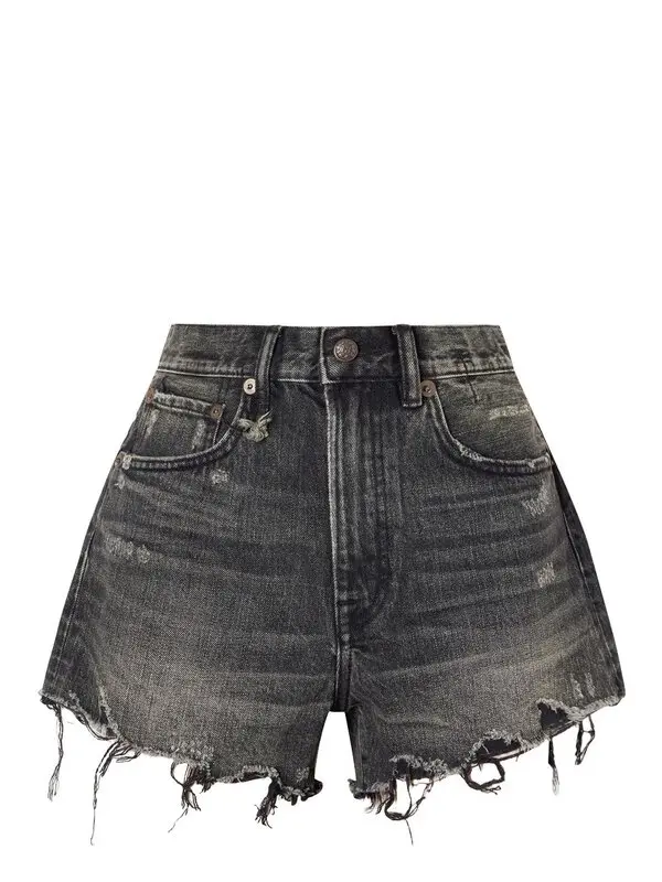 R13 Distressed Denim Shorts - Black