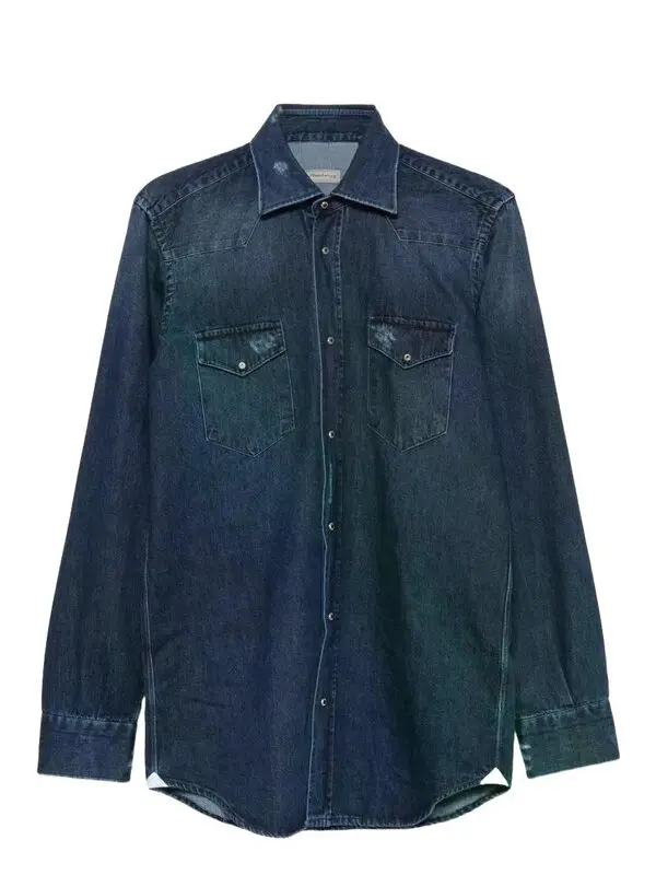 SARTORIO NAPOLI Panelled Denim Shirt - Blue