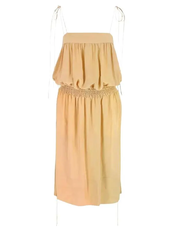 Saint Laurent Silk Balloon Midi Dress - Neutrals
