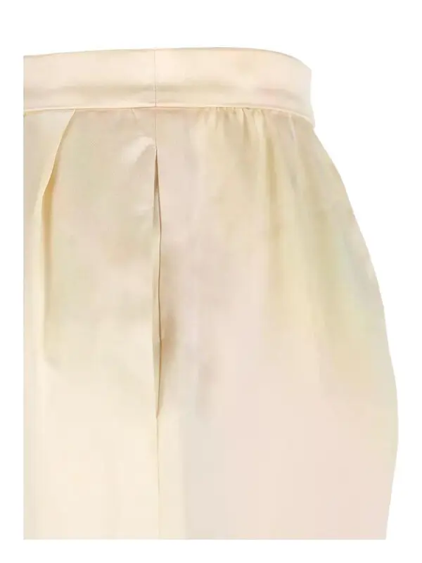 Saint Laurent Pleated Silk Trousers - Neutrals