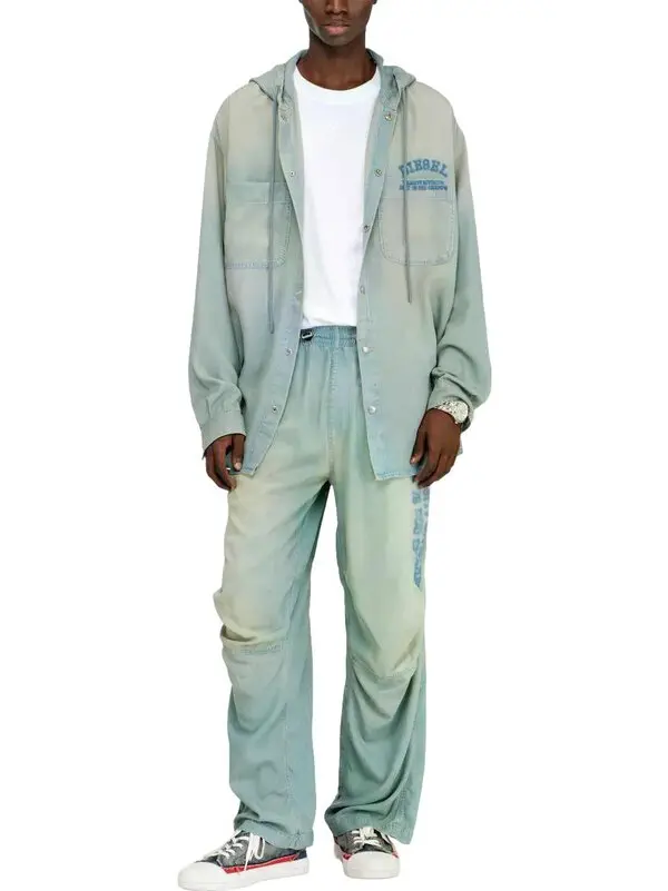 DIESEL® D-pari Logo Detail Wide Leg Trousers - Blue