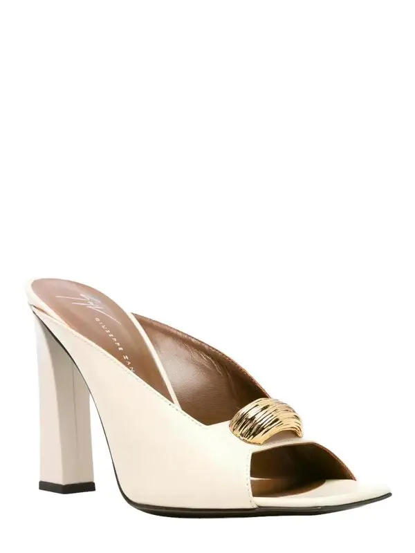 GIUSEPPE ZANOTTI Embellished Leather Heeled Sandals - Neutrals