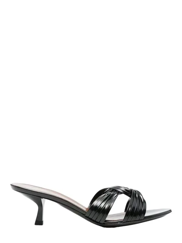 GIUSEPPE ZANOTTI Knotted Leather Heeled Sandals - Black