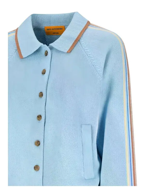 Guest In Residence Striped Button Cardigan - Blue