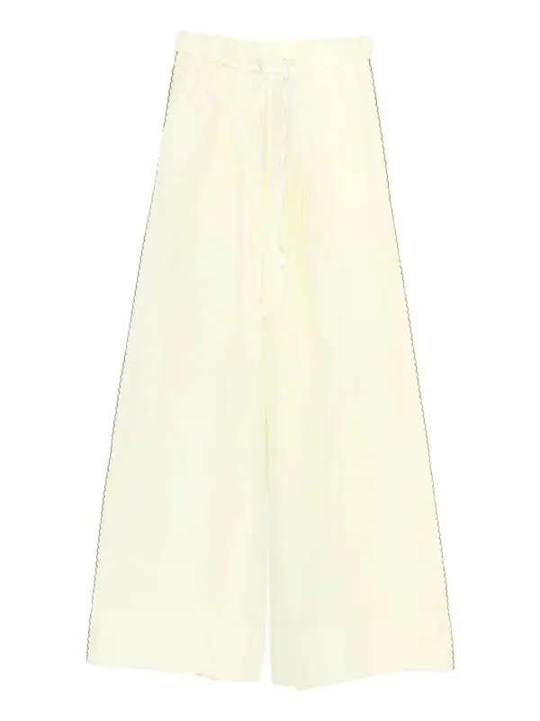 FORTE_FORTE Drawstring Scalloped Trousers - Neutrals