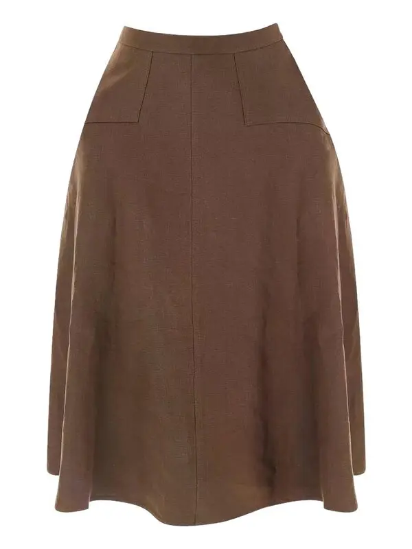 Polo Ralph Lauren Paneled Midi A-line Skirt - Brown