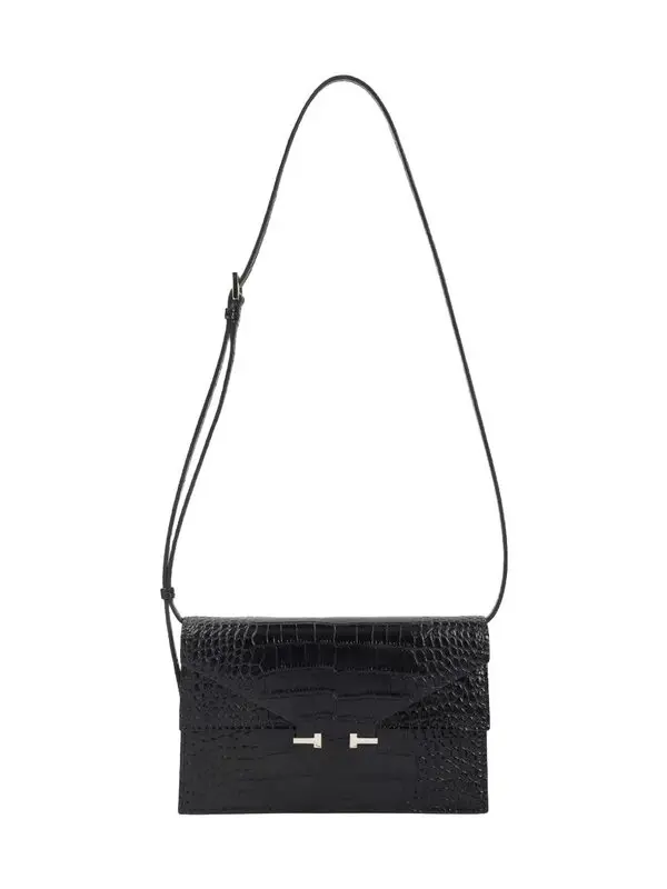 TOM FORD Crocodile Effect Shoulder Bag - Black