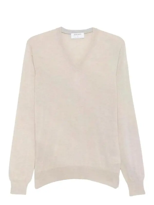 GRAN SASSO Long Sleeve V-neck Sweater - Neutrals