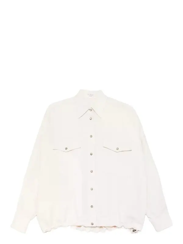 Brunello Cucinelli Shirt With Flap Pockets And Drawstring Hem - Neutrals