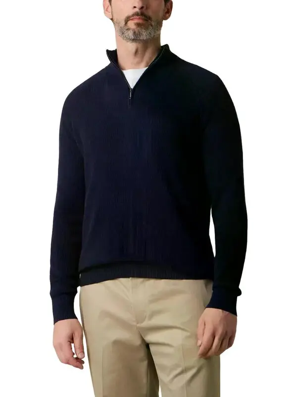 Brooks Brothers Half-zip Ribbed Cardigan - Blue
