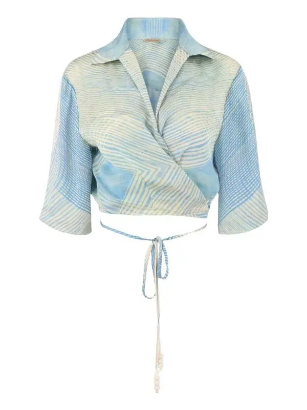 Alexis Liari Tie Crop Top - Blue