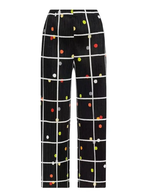 Issey Miyake Checked Polka Dot Pleated Trousers - Black