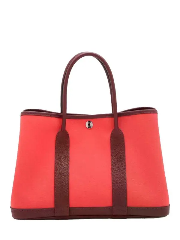 Hermès 2023 Toile Militaire And Negonda Garden Party 30 Tote Bag - Red