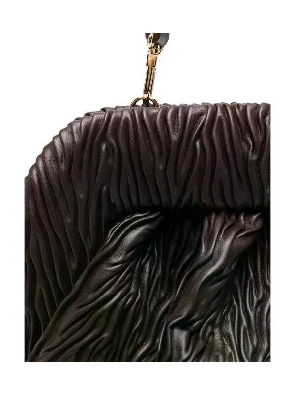 THEMOIRE Bios Gathered Leather Clutch Bag - Brown