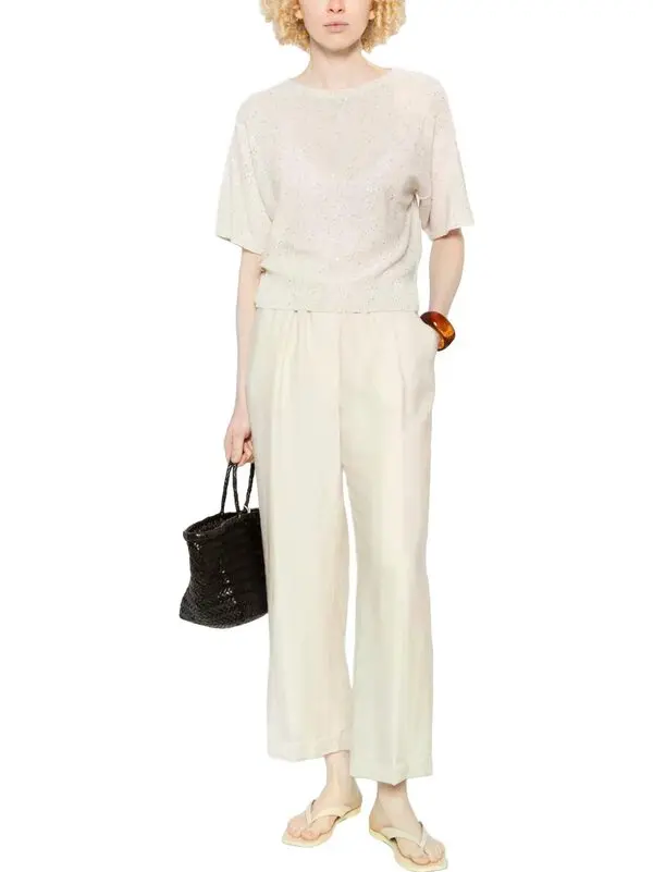 Antonelli Firenze Zagara Sequin Embellished Top - Neutrals