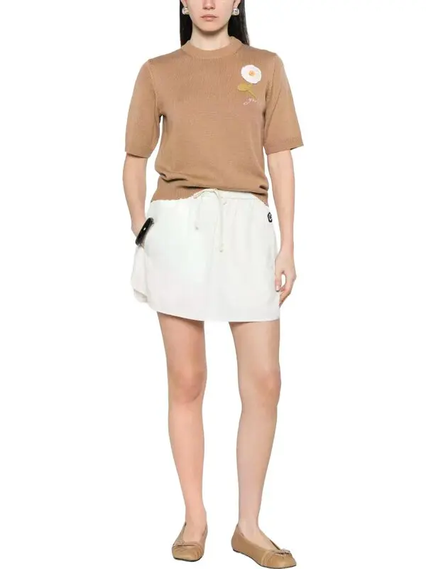 GANNI Tee In Merino - Neutrals