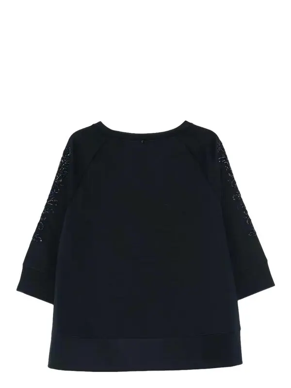 Marina Rinaldi Embellished Three-quarter Sleeve Sweatshirt - Blue