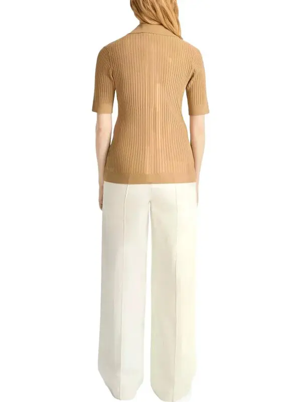 Fusalp Ribbed Knit Short-sleeved Polo Shirt - Brown