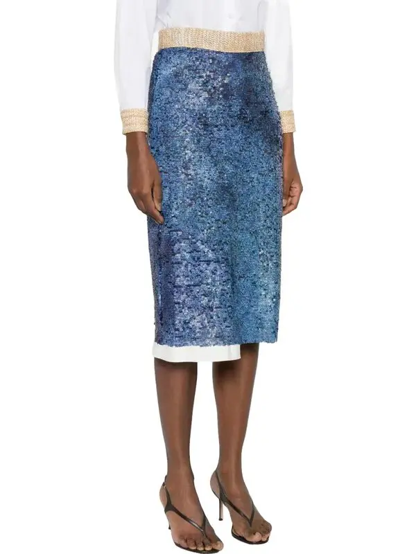 ROSANNA OCAMPO Sequin-embellishment Midi Skirt - Blue