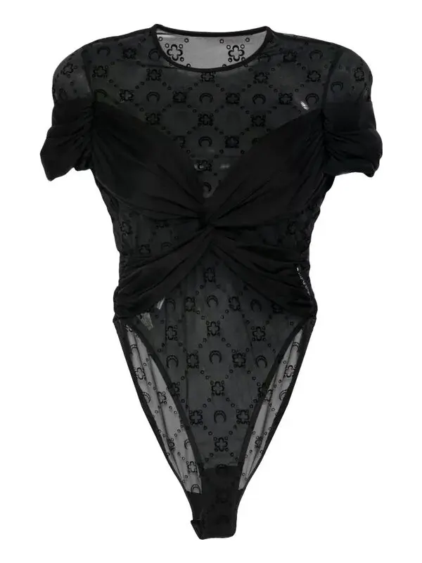 MARINE SERRE Draped Jersey Bodysuit - Black