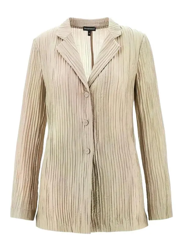 Emporio Armani Single-breasted Pleated Buttoned Blazer - Neutrals