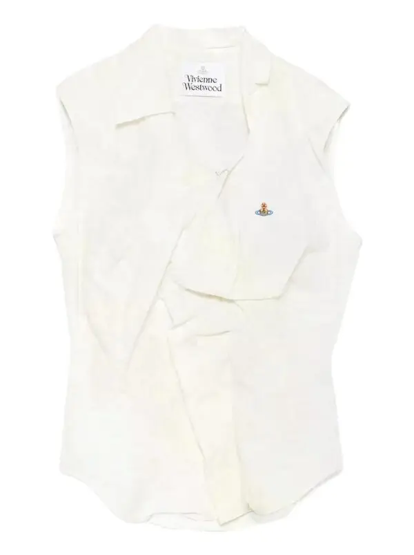 VIVIENNE WESTWOOD Sleeveless Draped Orb Logo Shirt - White
