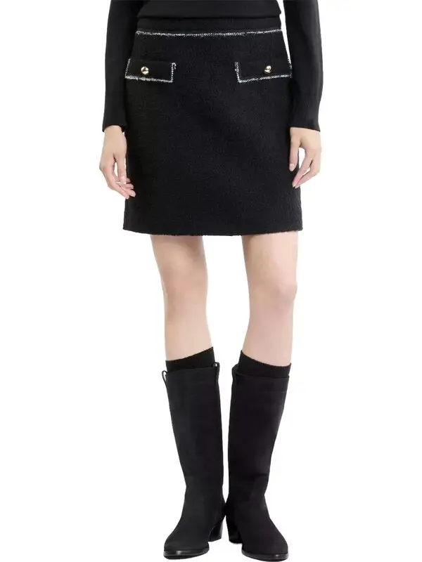 FAY Bouclé Mini Skirt - Black