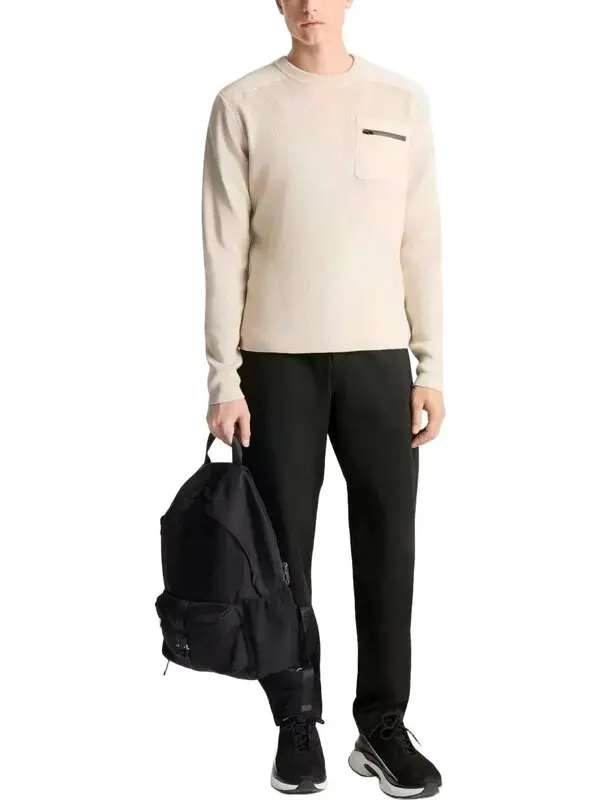 Fusalp Wool Crew Neck Sweater With Chest Pocket - Neutrals