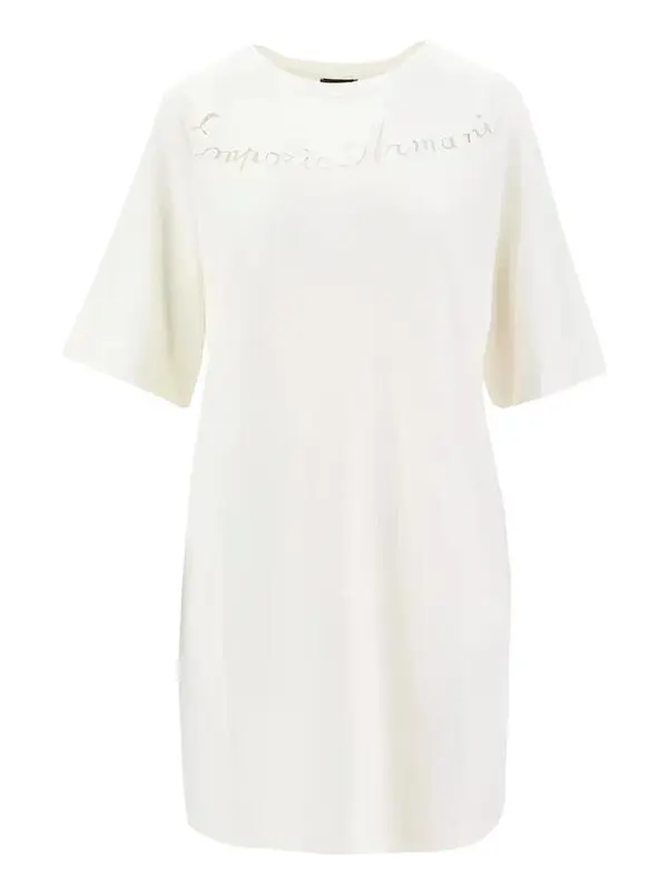Emporio Armani Short Sleeve Appliqué Dress - Neutrals