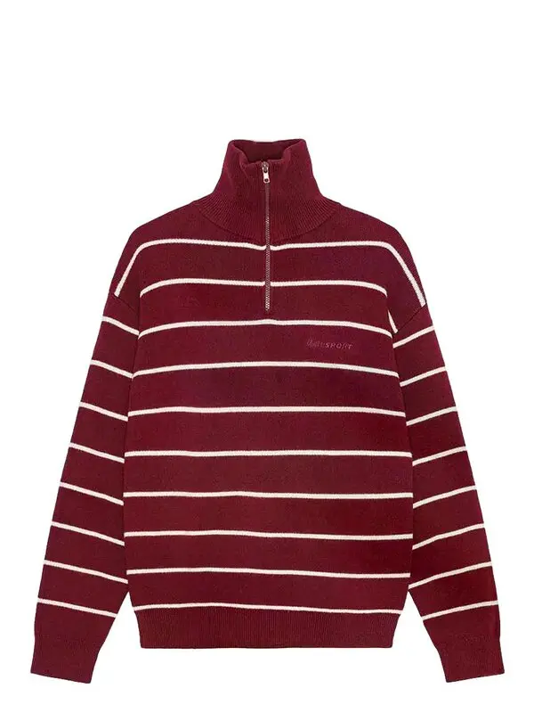 OPÉRASPORT Kennedy Striped Quarter Zip Sweater - Red