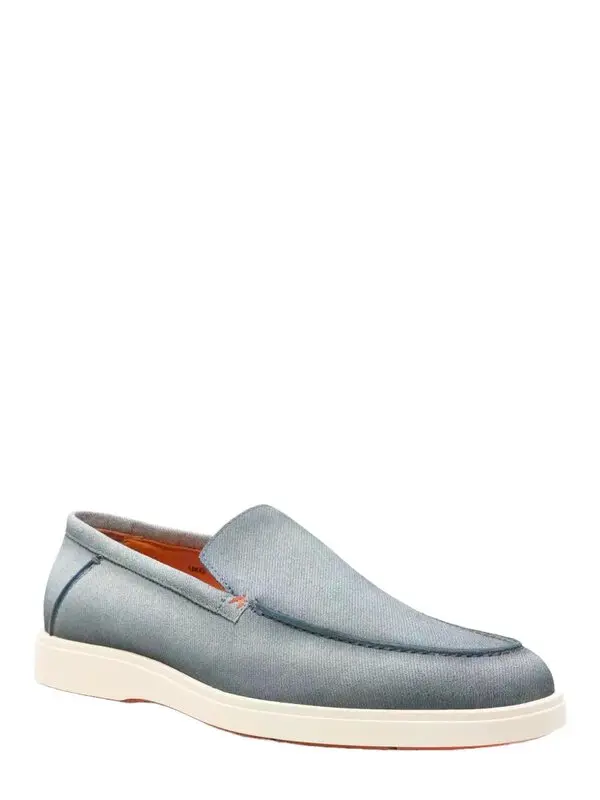 Santoni Suede Loafers With Tonal Stitching - Blue