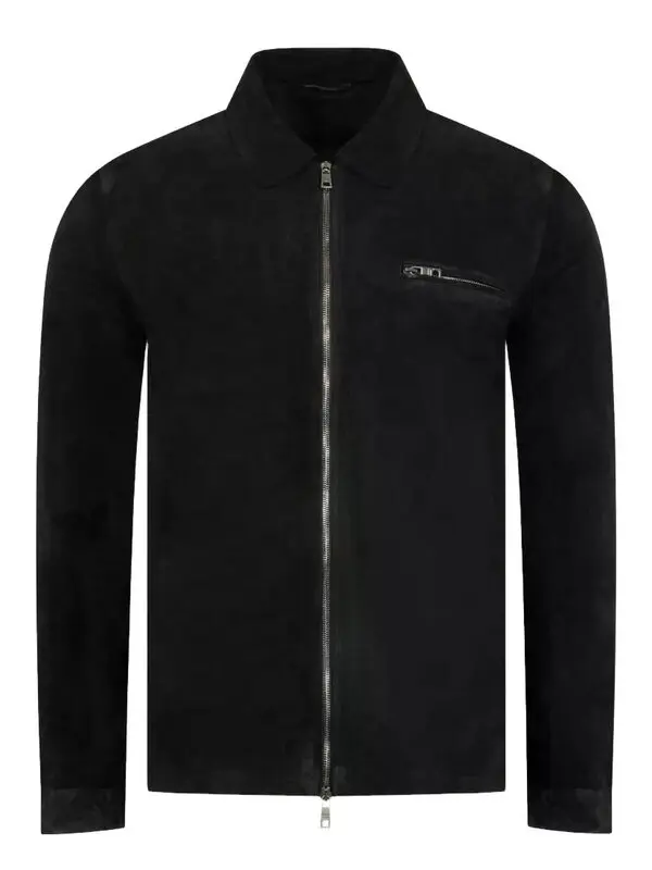 GIORGIO BRATO Zip Suede Jacket - Black