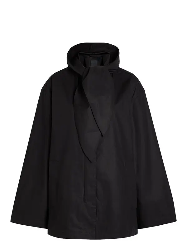 TOTEME Hooded Scarf-effect Cotton Jacket - Black