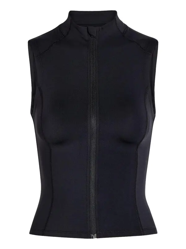 TALA Sleeveless High-neck Stretch-jersey Jacket With Zip Pocket - Black